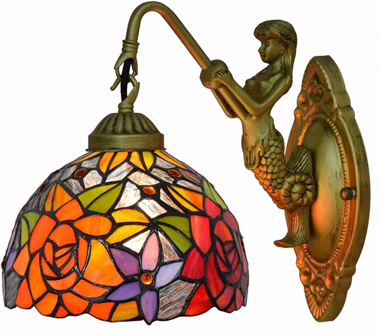 7.8Inch Tiffany Wall Sconce, Handmade Stained Glass Lampshade Wall Lamp ...