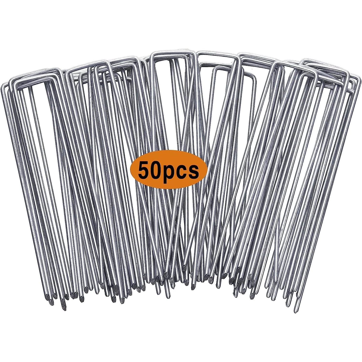 7.8inch 50 Pcs Garden Stakes Galvanized Landscape Staple, U-Type Turf ...
