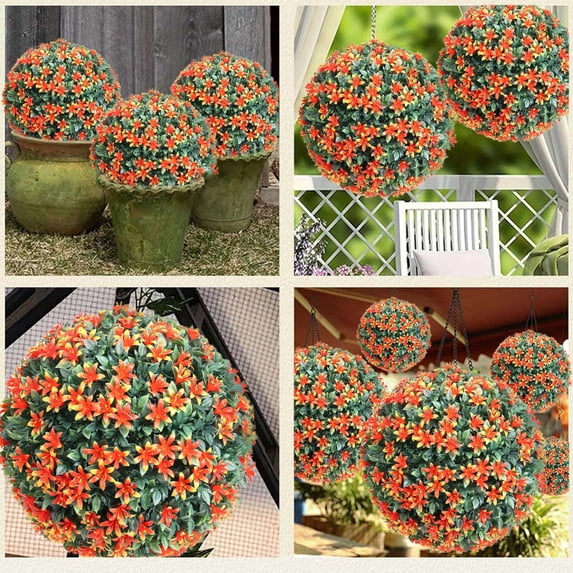 7.8x7.8 Inch Faux Flower Balls Hanging Decorations for Christmas ...