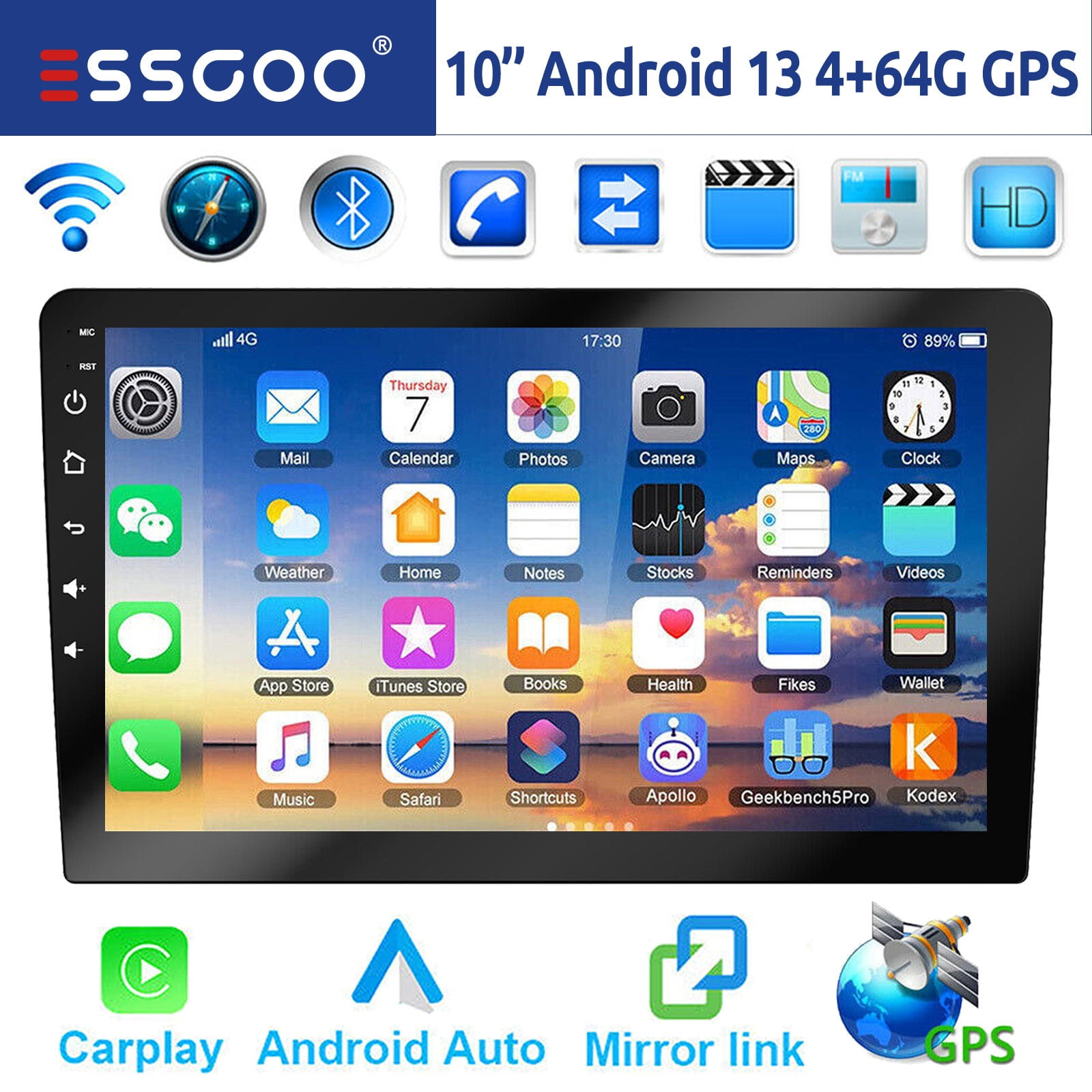7"/9"/10“ 2 DIN Android 14 4+64G Car Stereo Carplay Android Auto GPS ...