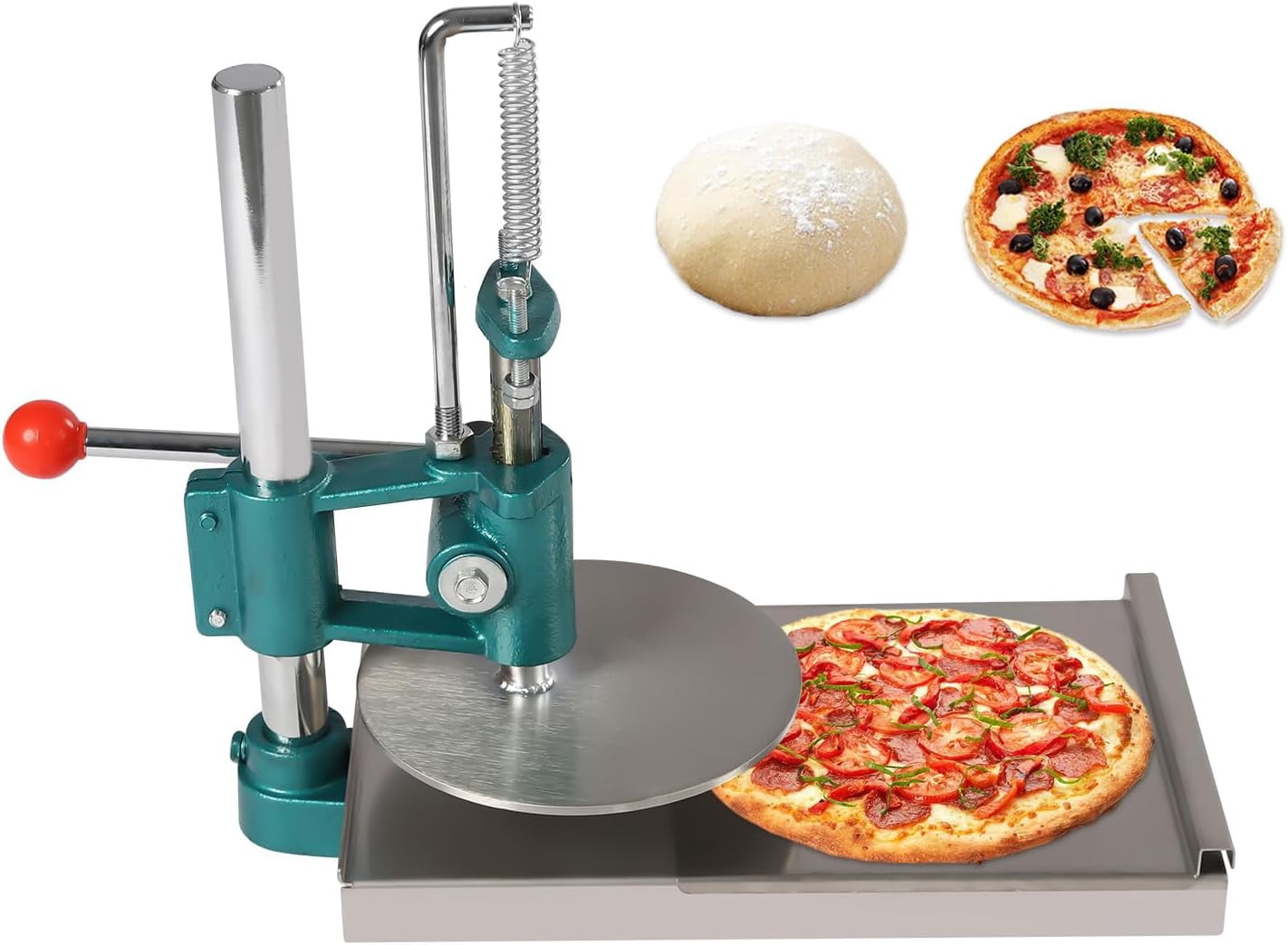 7.9 Inch Manual Pizza Dough Press Machine, Adjustable Stainless Steel ...