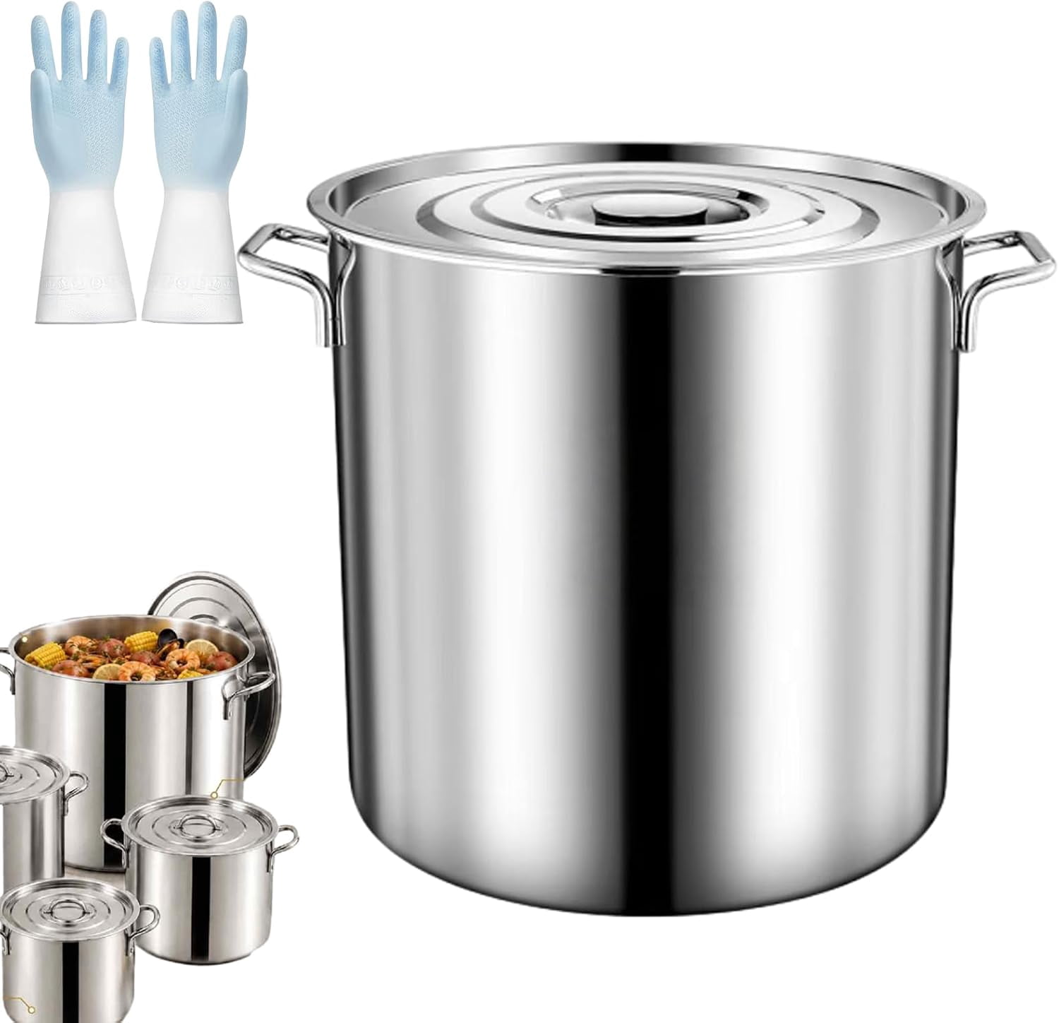 7.9 Inch Stainless Steel Stock Pot with Lid for Induction Cooking ...