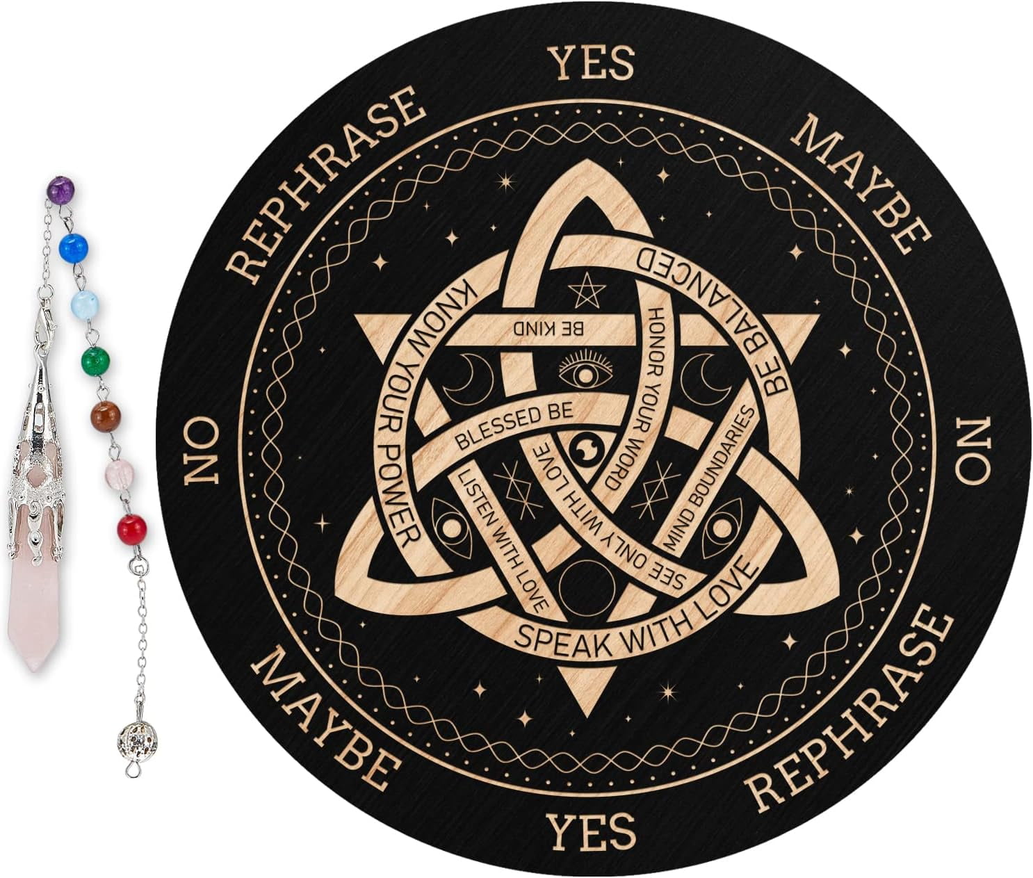 7.9" Knot Pendulum Board Wooden Witchcraft Divination Board with ...