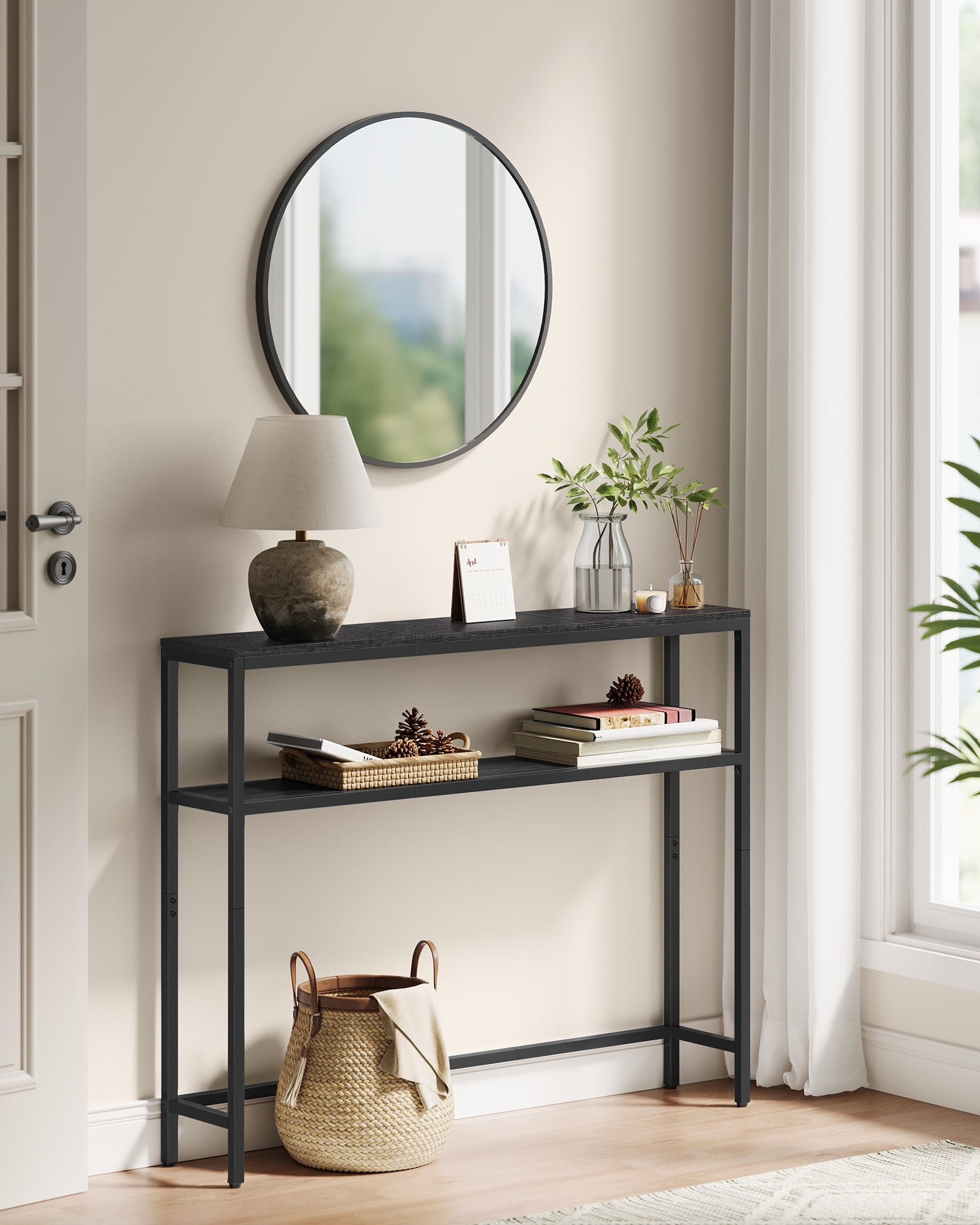7.9" Narrow 2 - Tier Console Table in Charcoal Gray & Ink Black ...