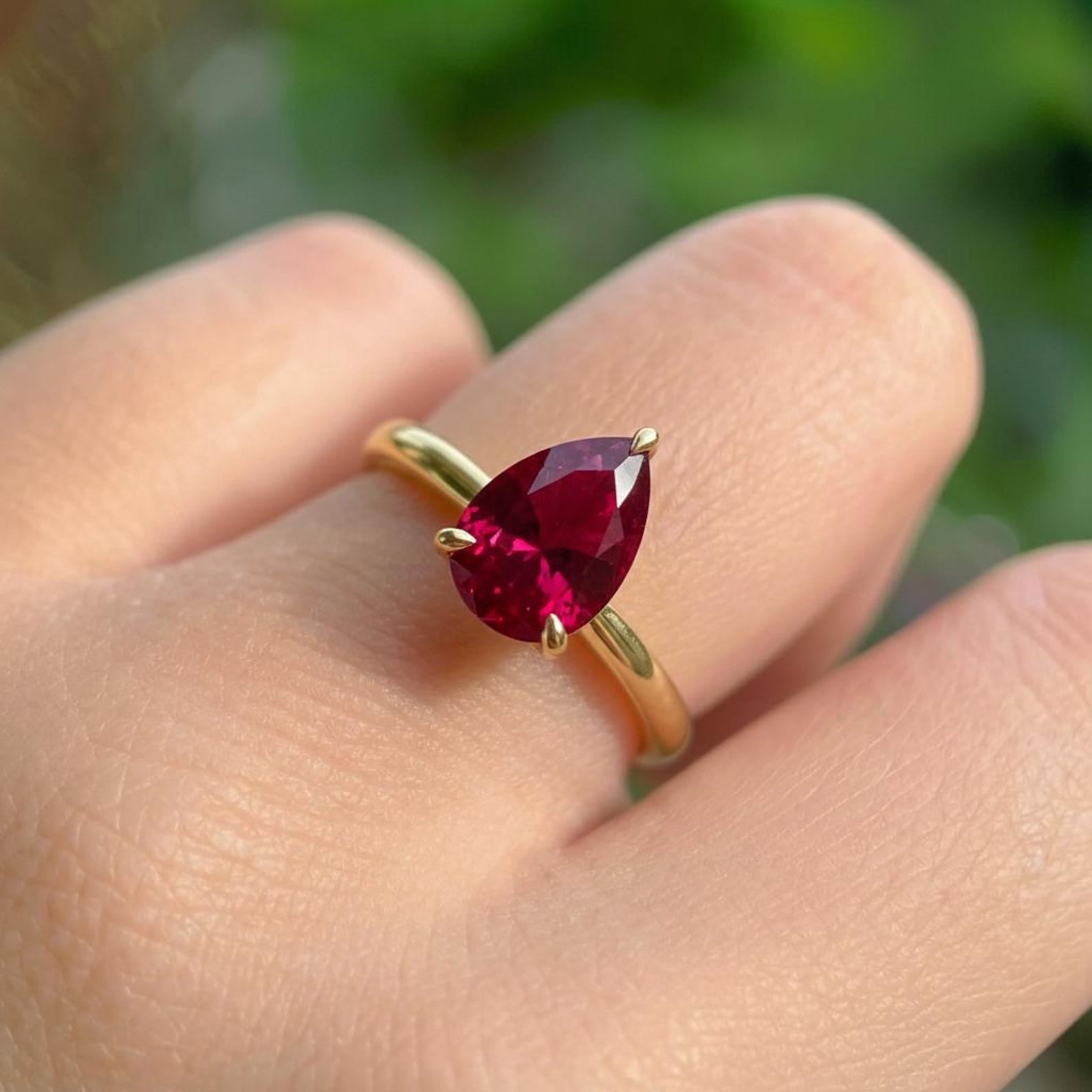 7*9 mm Ruby Birthstone Ring, Pear Cut Solitaire Engagement Ring, July ...