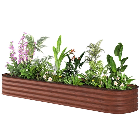 7.9' x 2' x 1' Galvanized Raised Garden Bed Kit, Metal Planter Box with ...
