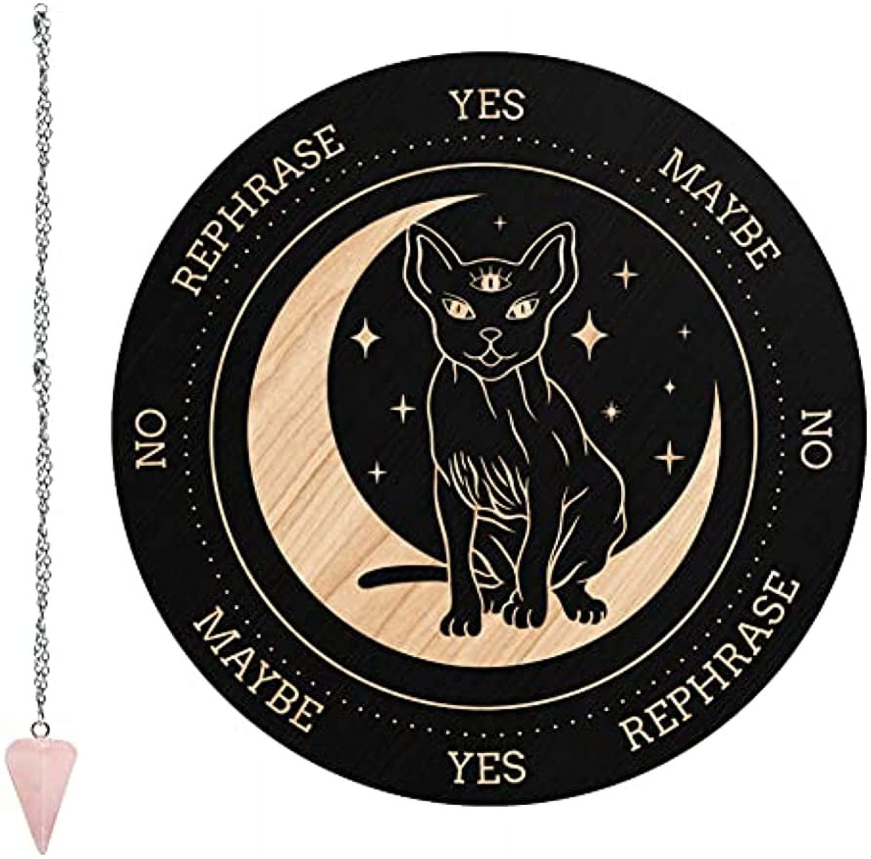 7.9Inch Wooden Carven Board with Rose Quartz Crystal Dowsing Pendulum ...