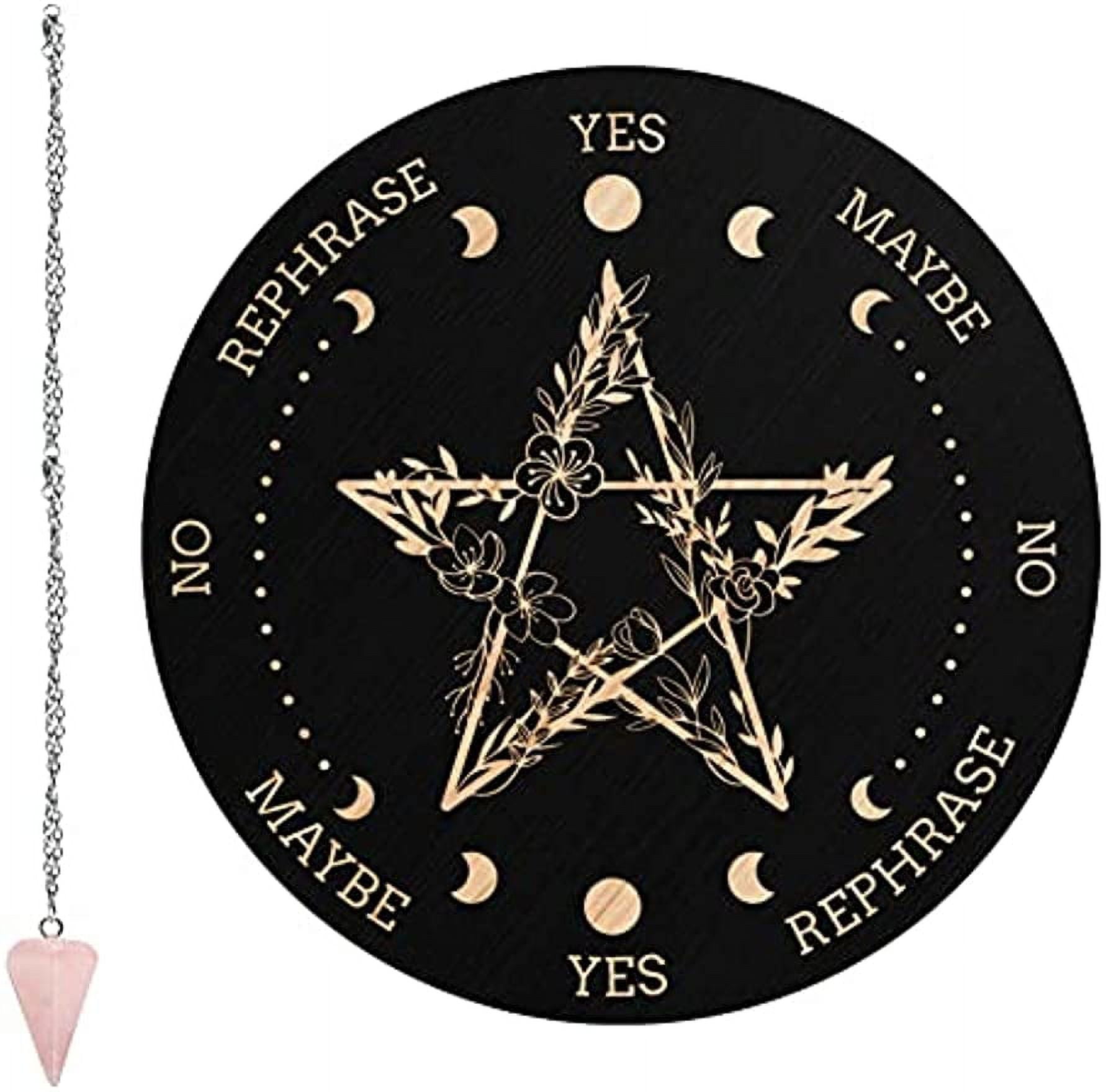 7.9Inch Wooden Carven Board with Rose Quartz Crystal Dowsing Pendulum ...