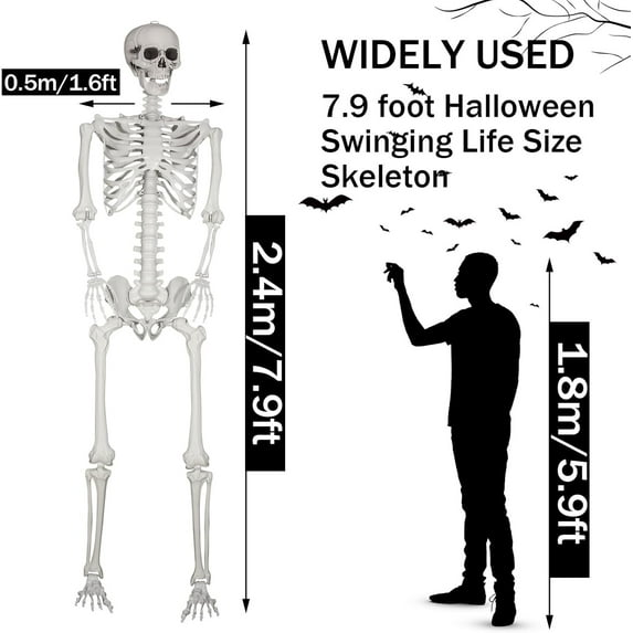 7. 9ft Halloween Full Size Skeleton, Realistic Giant Human Skeleton ...