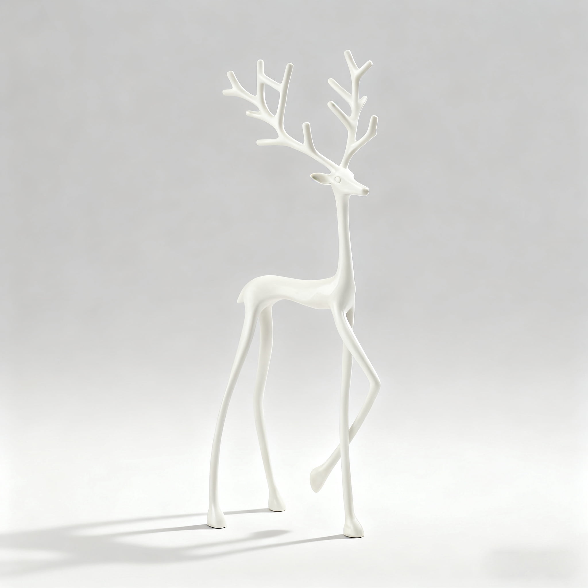 7.9in White Metal Deer Tabletop Decoration, Reindeer Statues Imitation ...