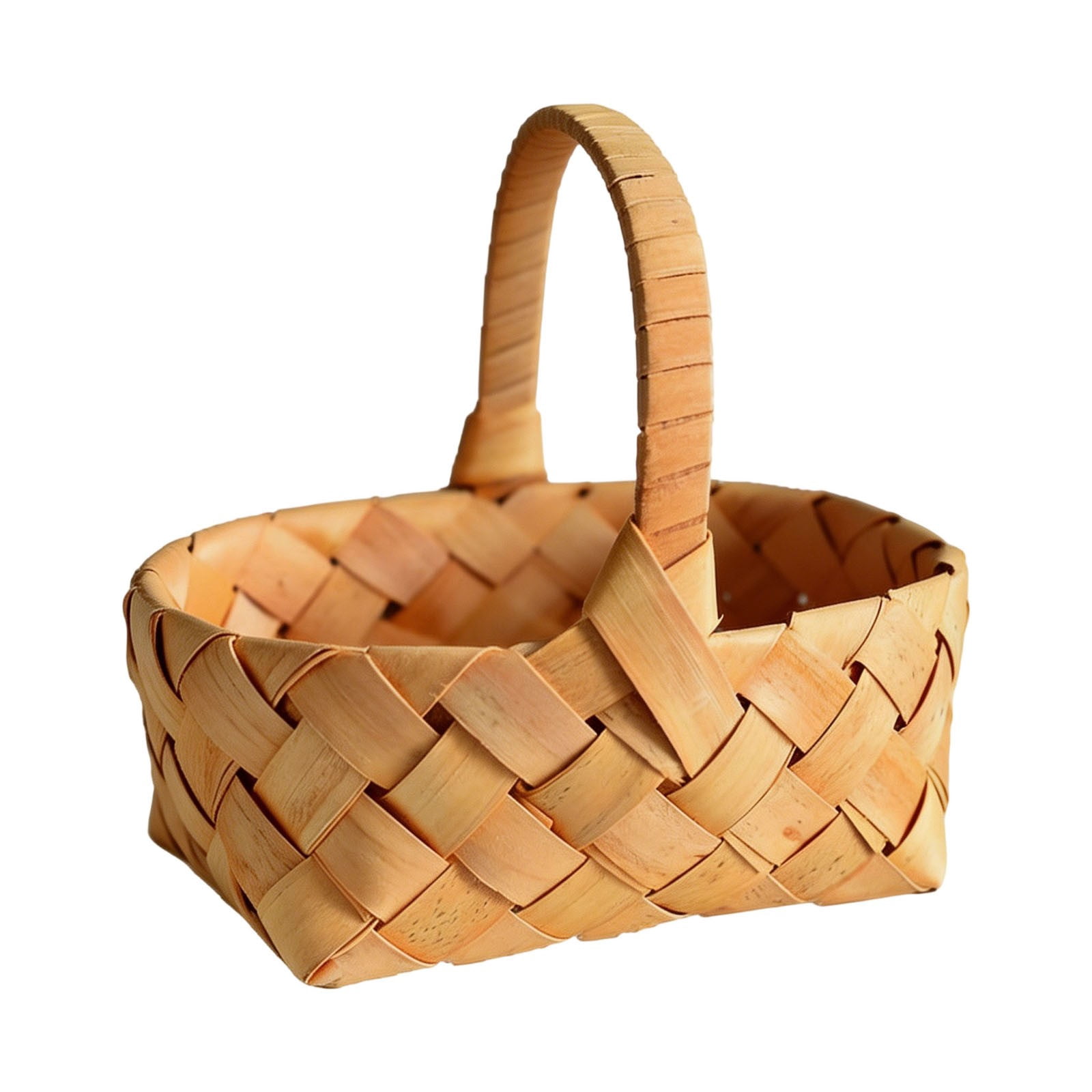 7.9x6.7x3.3" Wooden Woven Basket – Portable Picnic Basket with Handle ...