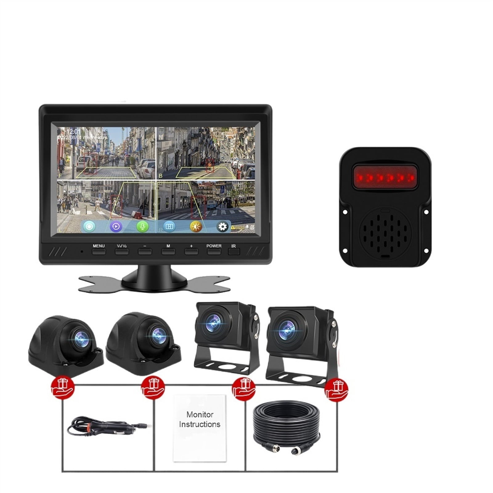 7" AHD 4CH Truck Monitor BSD Recording DVR 1080P Car Rear View Camera ...