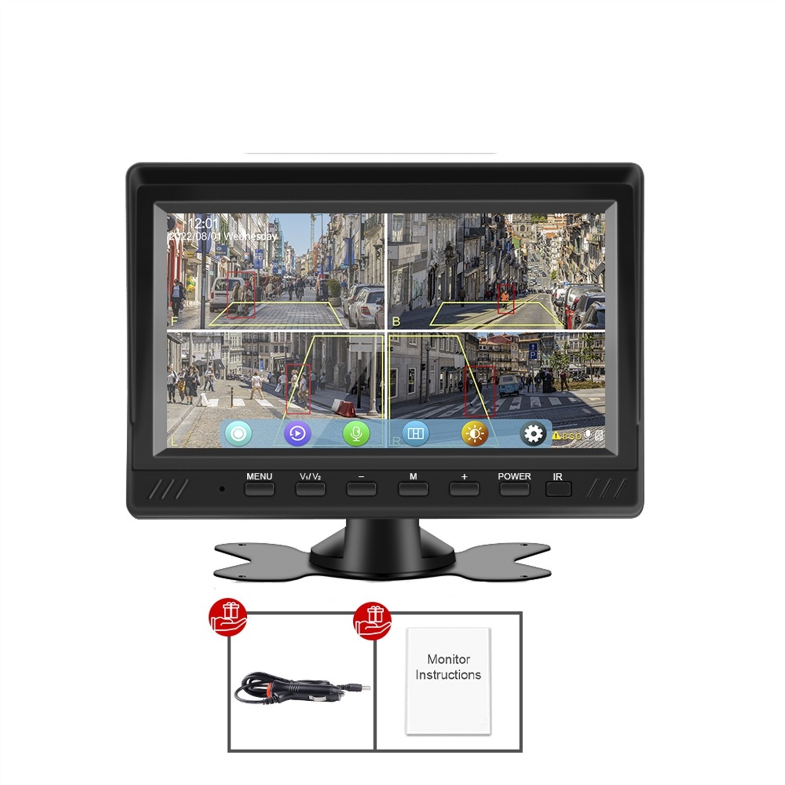 7" AHD 4CH Truck Monitor BSD Recording DVR 1080P Car Rear View Camera ...