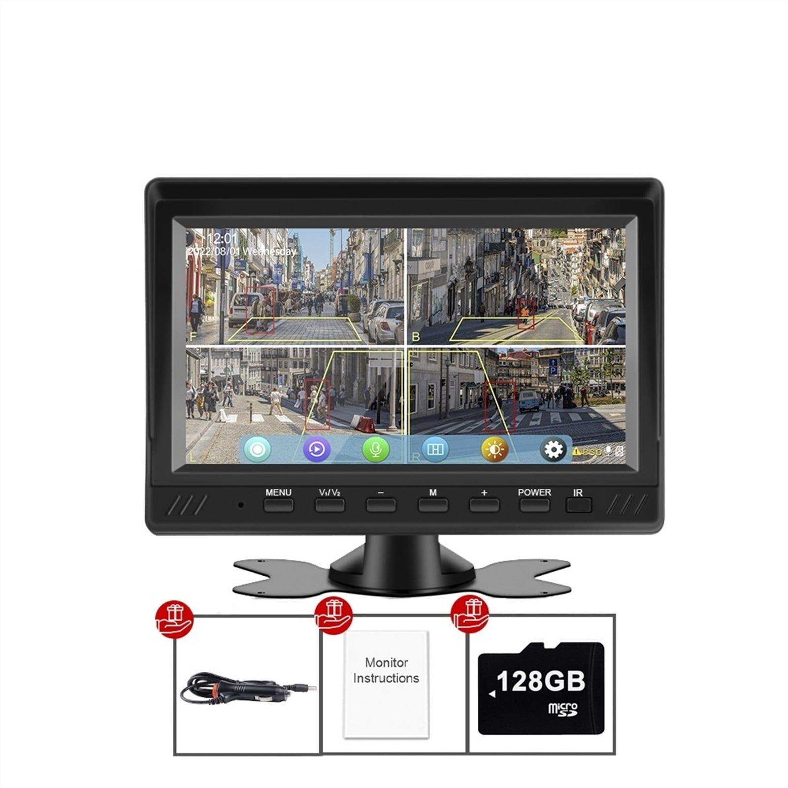 7" AHD 4CH Truck Monitor BSD Recording DVR 1080P Car Rear View Camera ...