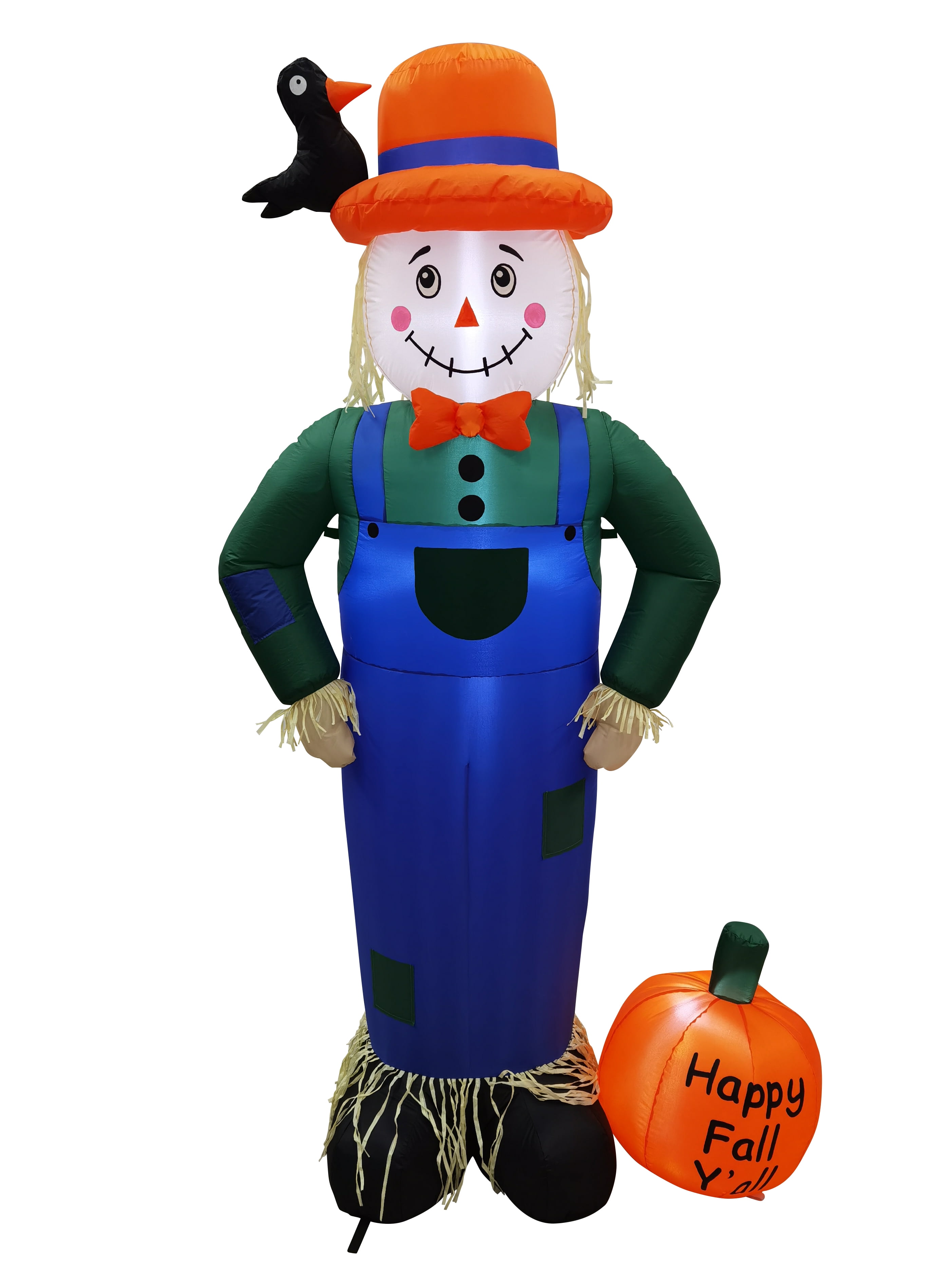 7' Air Blown Inflatable Thanksgiving Scarecrow Standing Next To Pumpkin ...