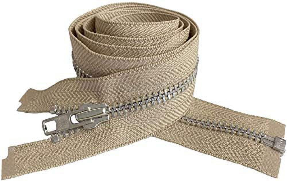 #7 Aluminum Medium Weight Beige Metal Separating YKK Jacket Zipper ...