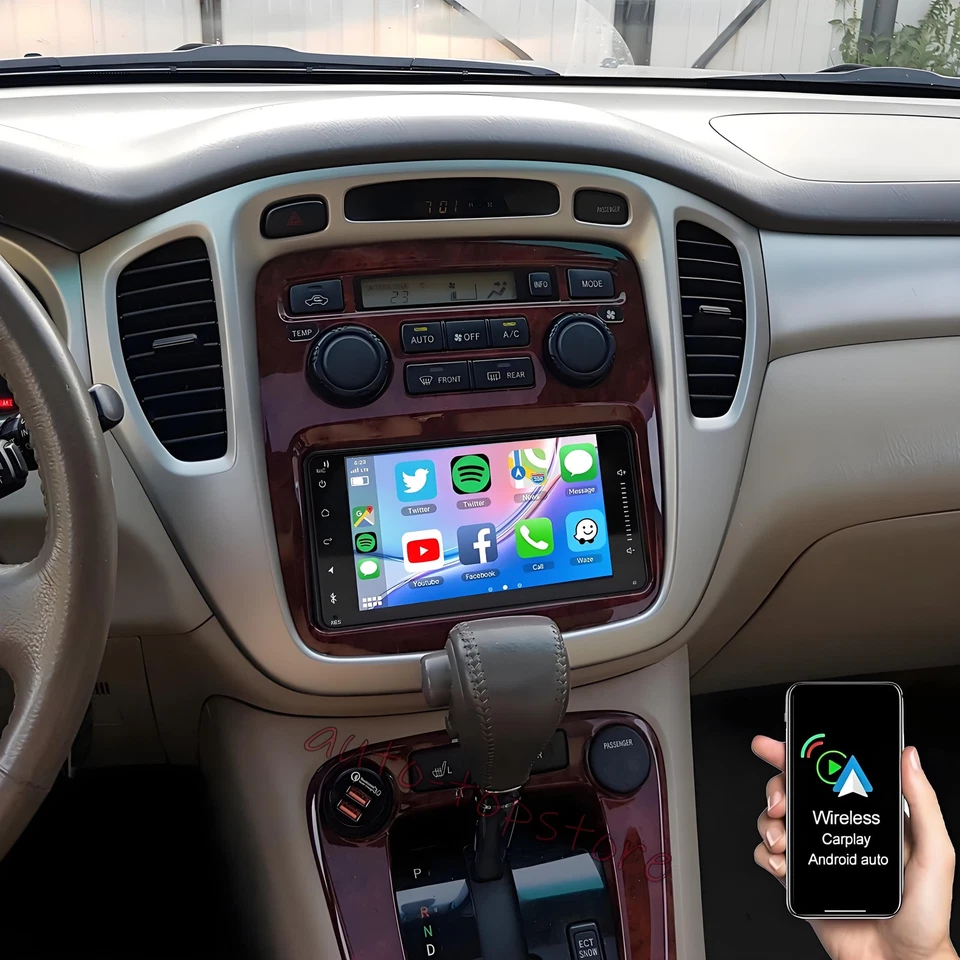 7" Android 15 Car Stereo FOR TOYOTA KLUGER 2000-2007, Wireless CarPlay ...