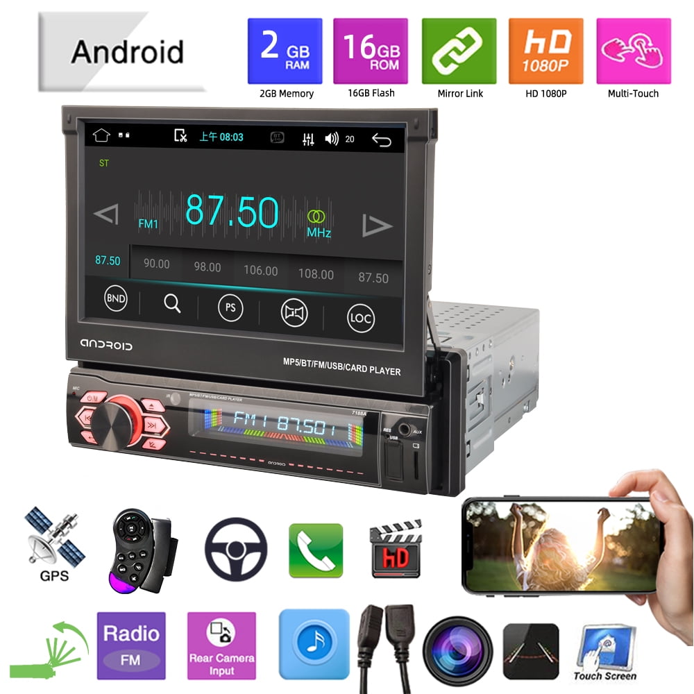 7 inch Android auto 2+16G Car Radio Single Din Touchscreen GPS FM ...