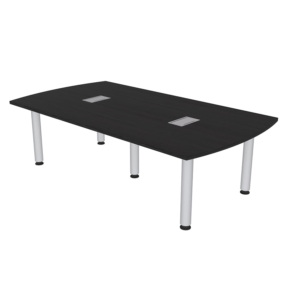 7' Arc Rectangle Conference Room Table Power And Data Silver Post Legs ...