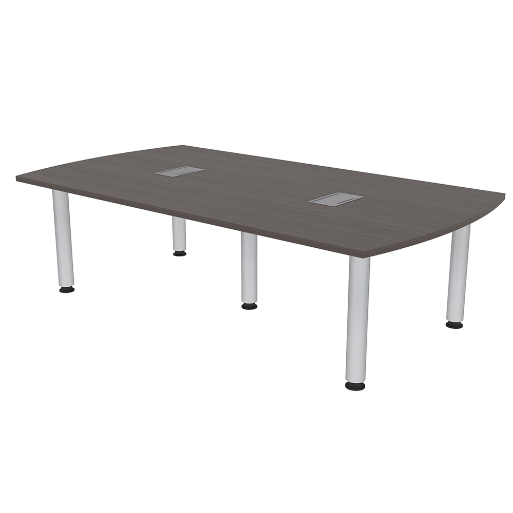 7' Arc Rectangle Conference Room Table Power And Data Silver Post Legs ...