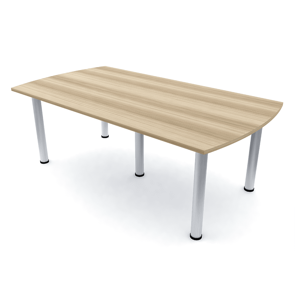7' Arc Rectangle Conference Room Table Power And Data Silver Post Legs ...
