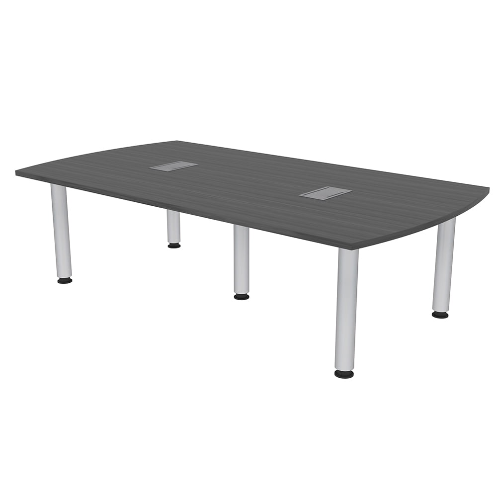 7' Arc Rectangle Conference Room Table Power And Data Silver Post Legs ...