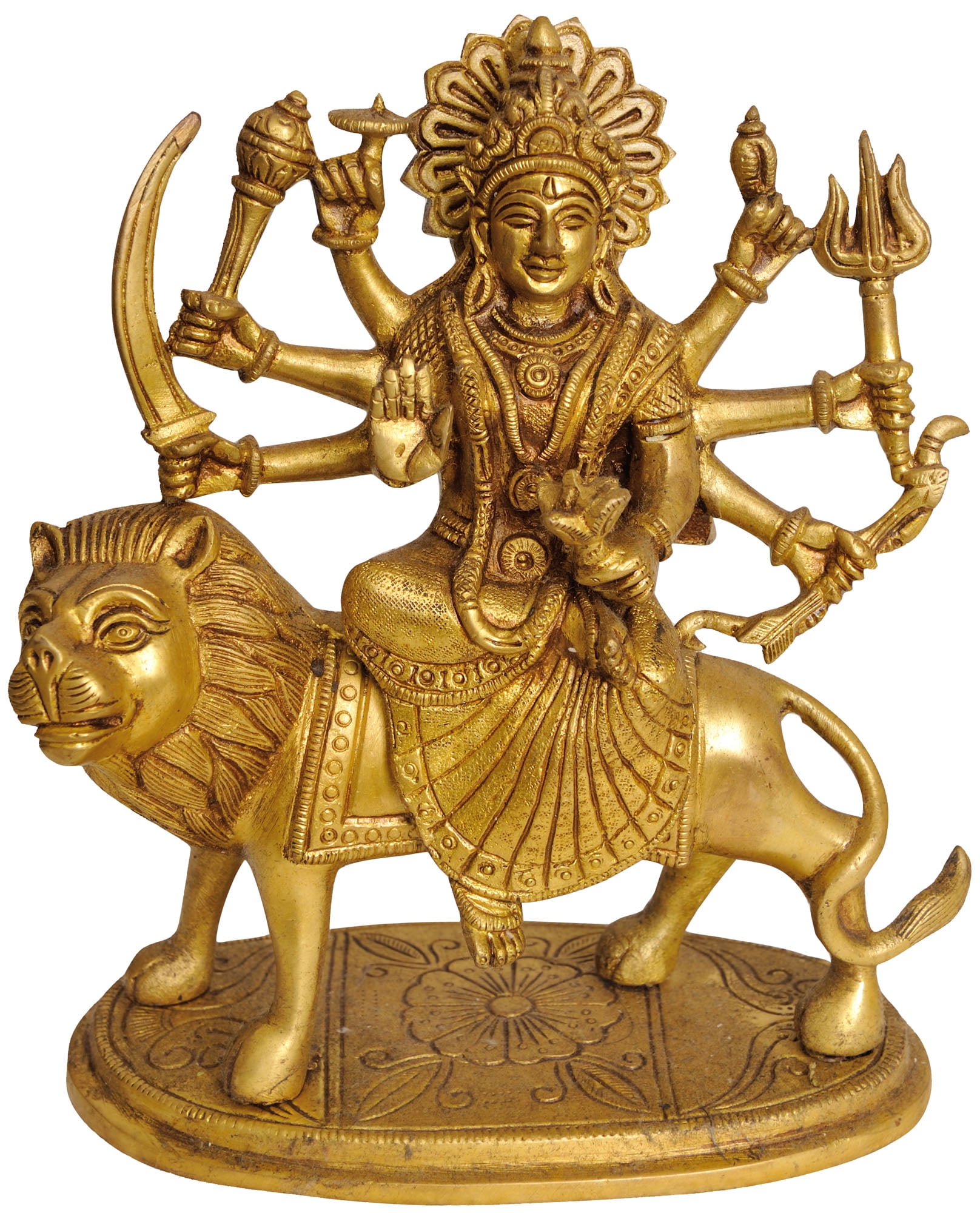 7" Ashtabhuja-Dhari Devi Durga In Brass | Handmade | Made In India ...