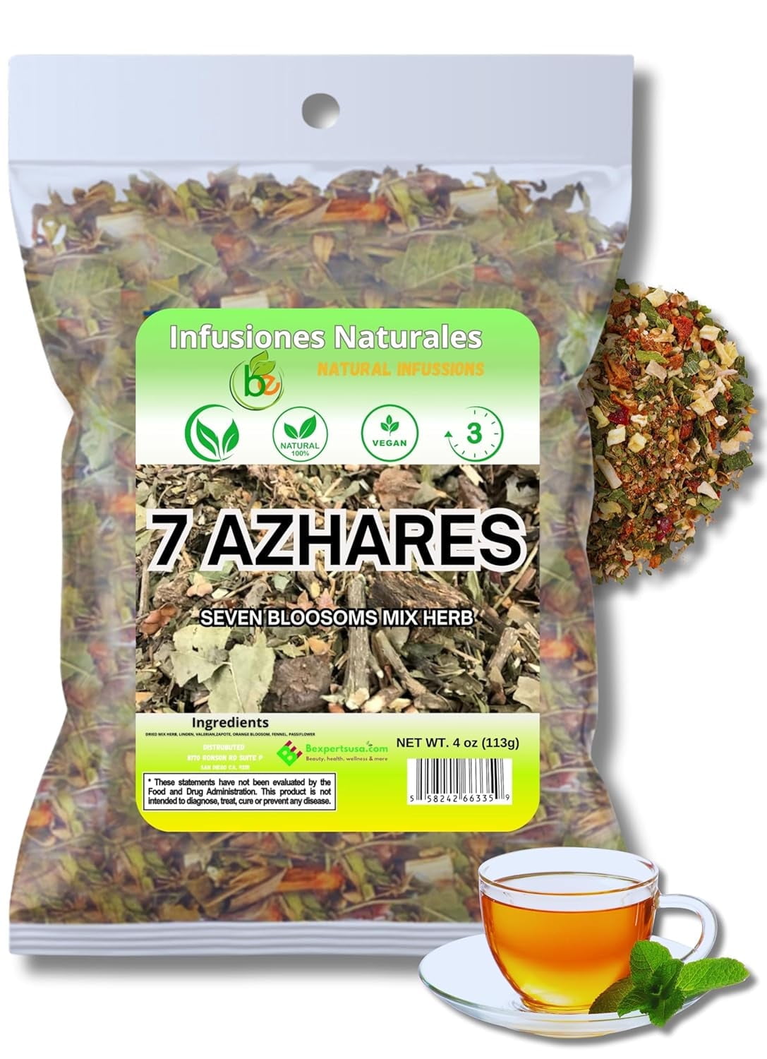 7 Azahares Herbal Tea – 4 oz Loose Leaf Calming Tea Blend – Passion ...