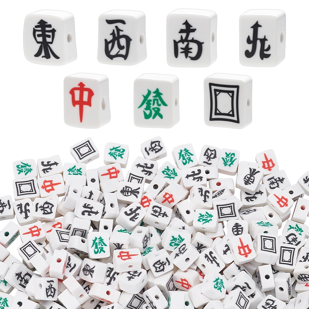 7 Bags 7 Colors Handmade Polymer Clay Beads Mahjong Rectangle Mixed ...