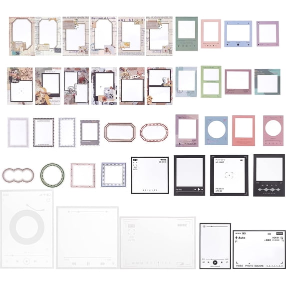 7 Bags Decorative Stickers Frames 115pcs Frame Scrapbooking Stickers ...