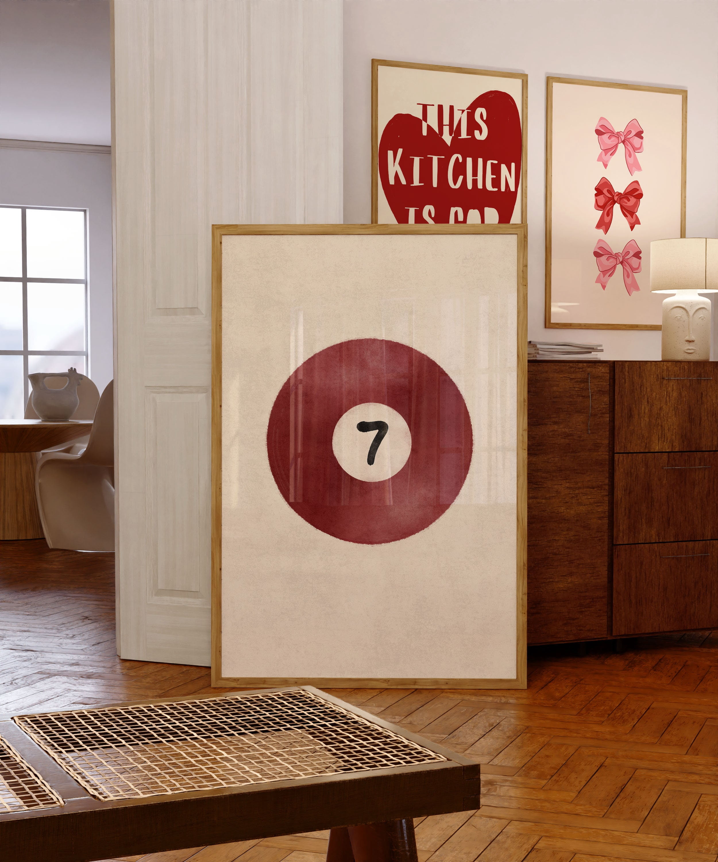7 Ball Retro Print Vintage Pool Ball Wall Art College Dorm Decor Home ...