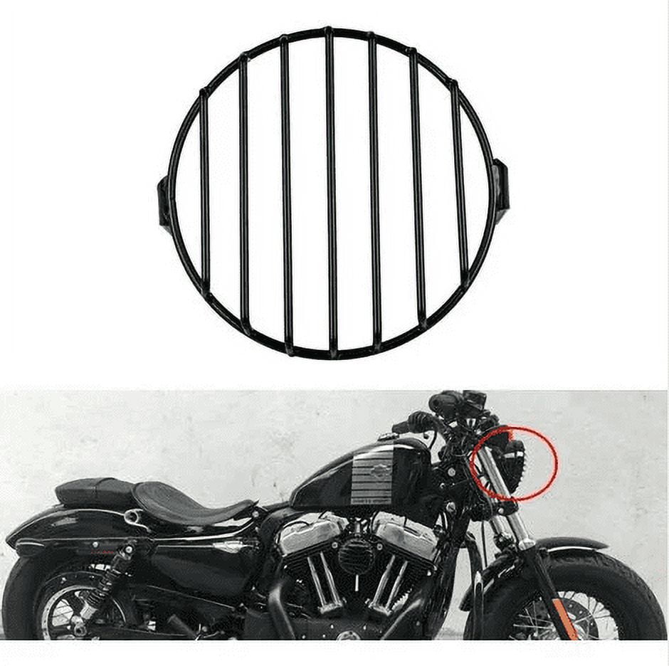 7" Black Motorcycle light Grille with Side Mount Motorbike Protective ...