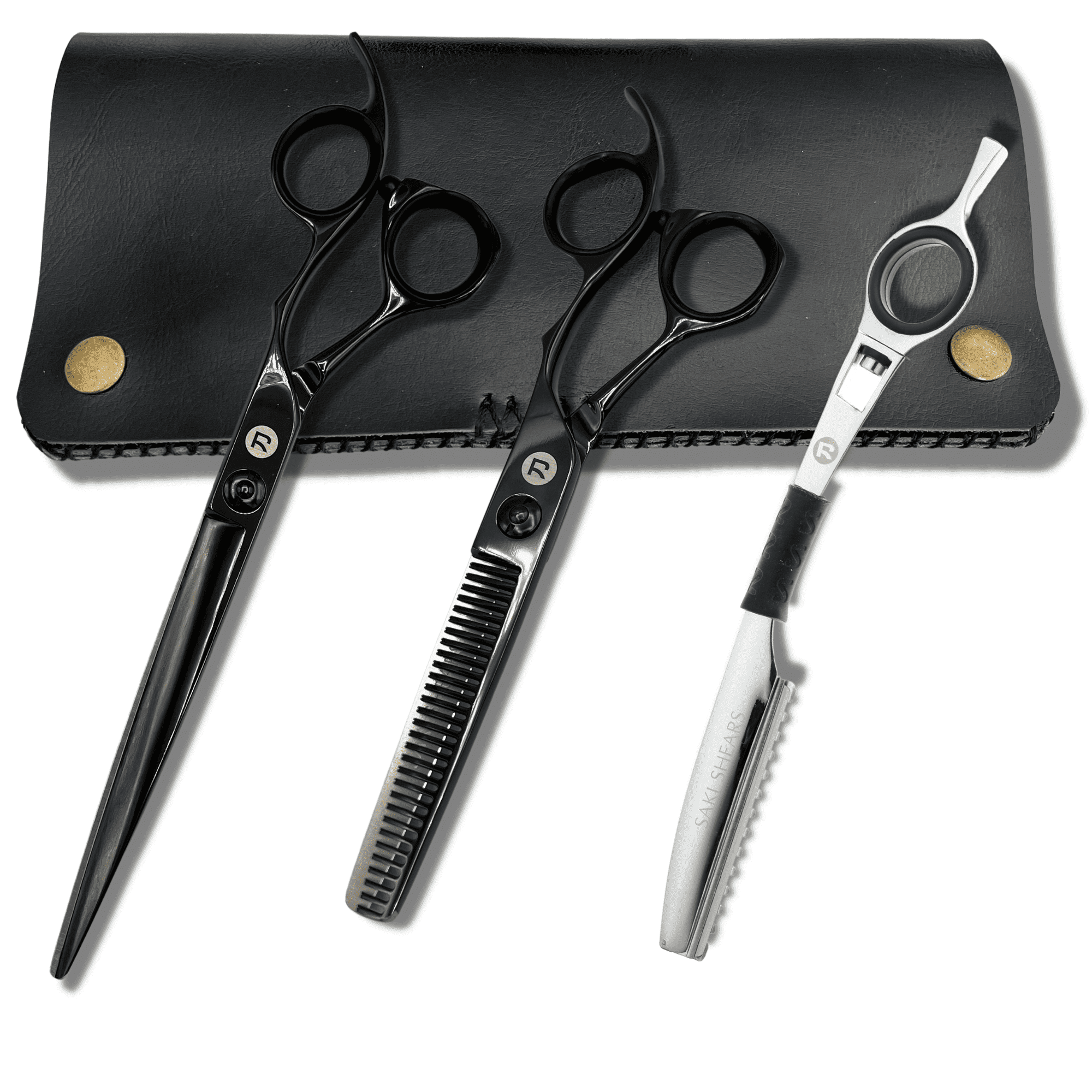 7" Black Saki Shears Katana Set of Professional Hair Scissors for ...