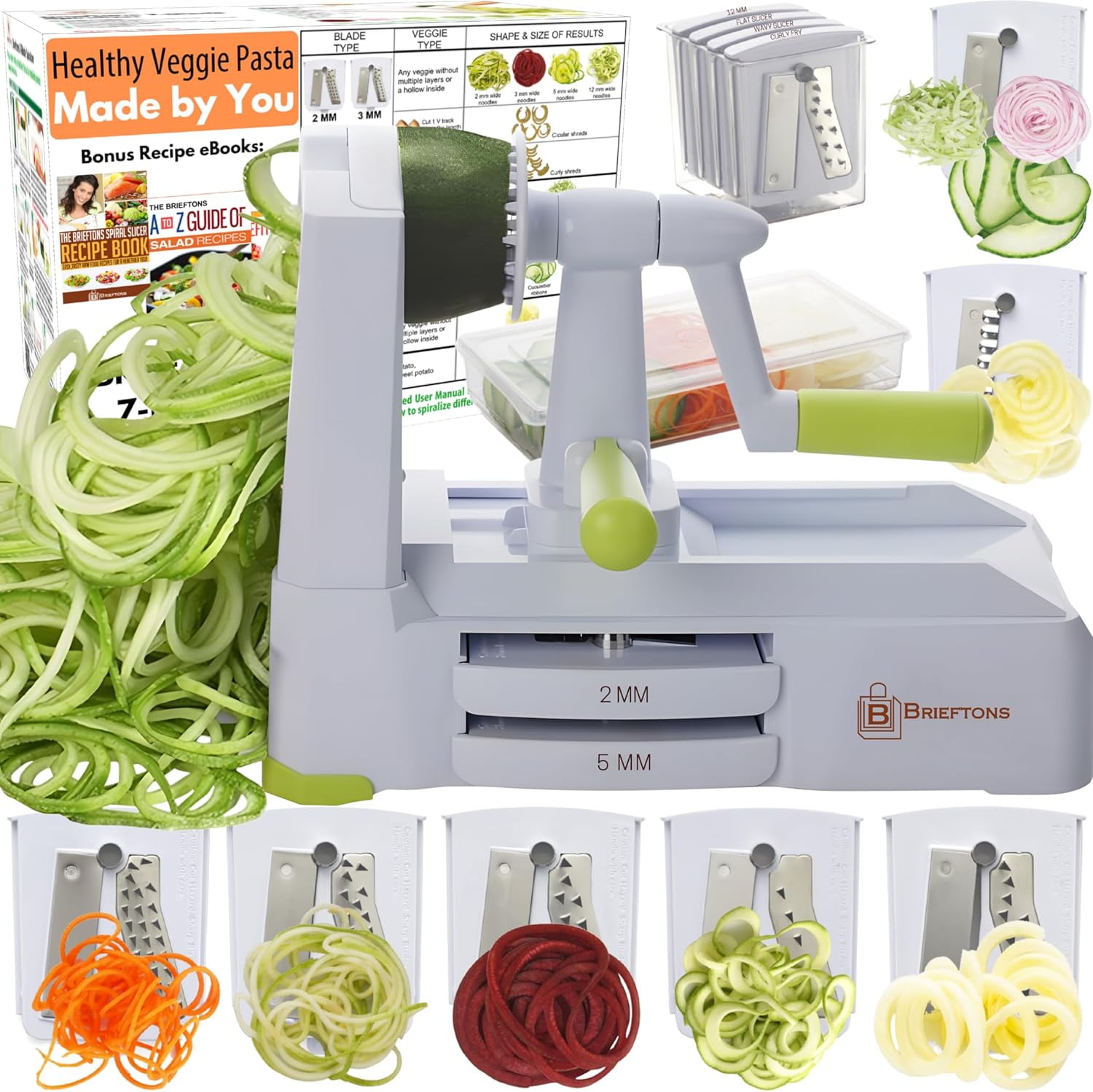 7-Blade Vegetable Spiralizer: Strongest-Heaviest Spiral Slicer, Best ...