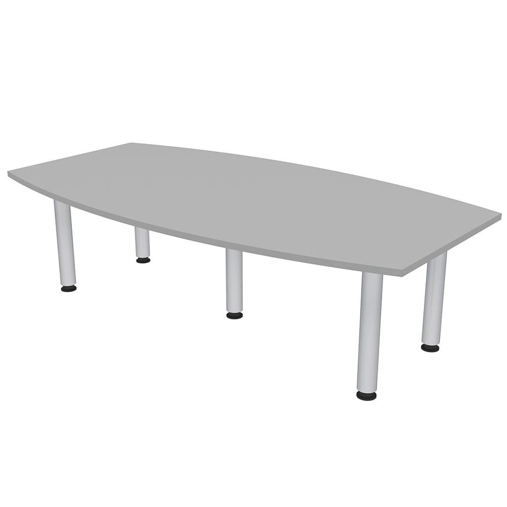 7' Boat Shaped Conference Room Table Power And Data Silver Post Legs ...