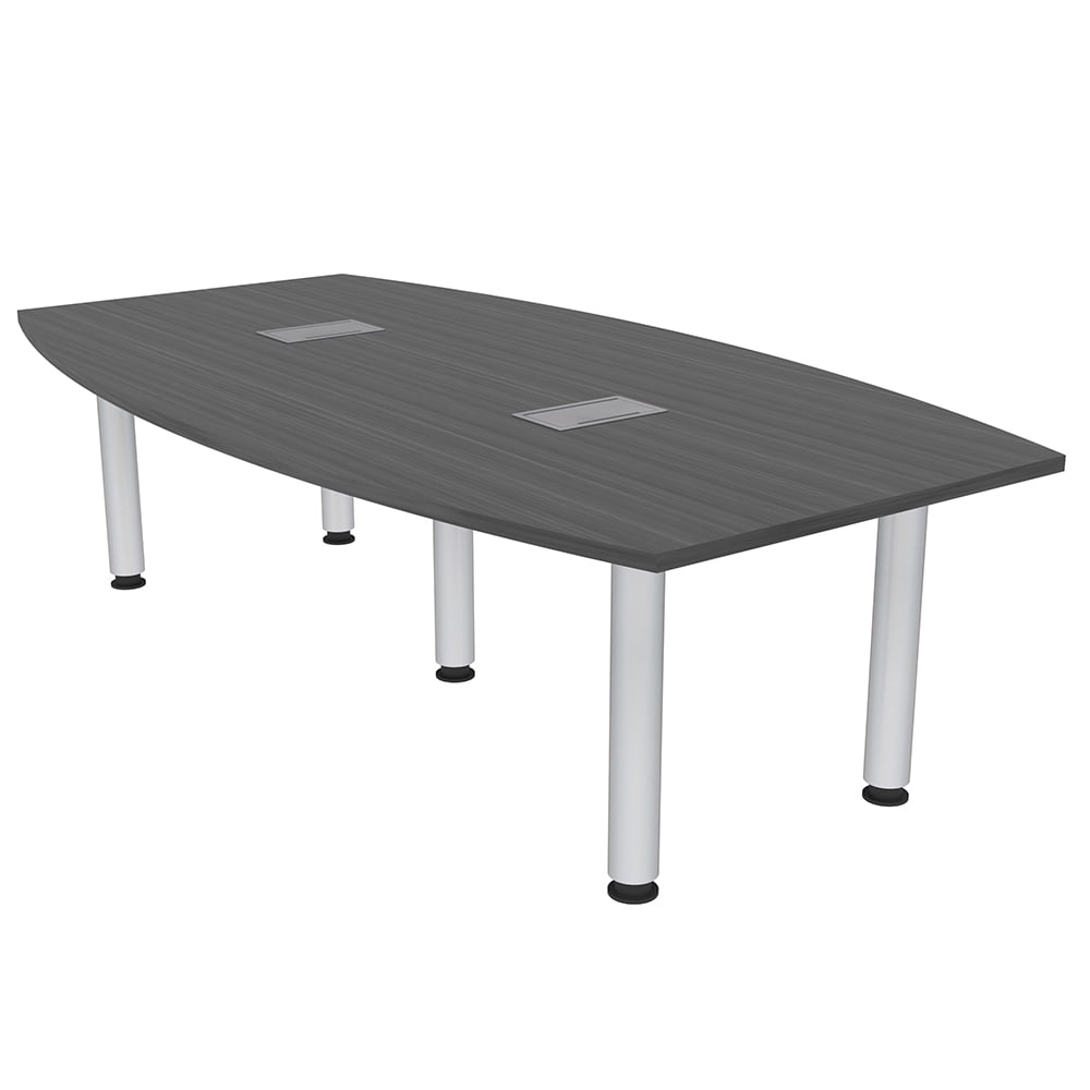 7' Boat Shaped Conference Room Table Power And Data Silver Post Legs ...