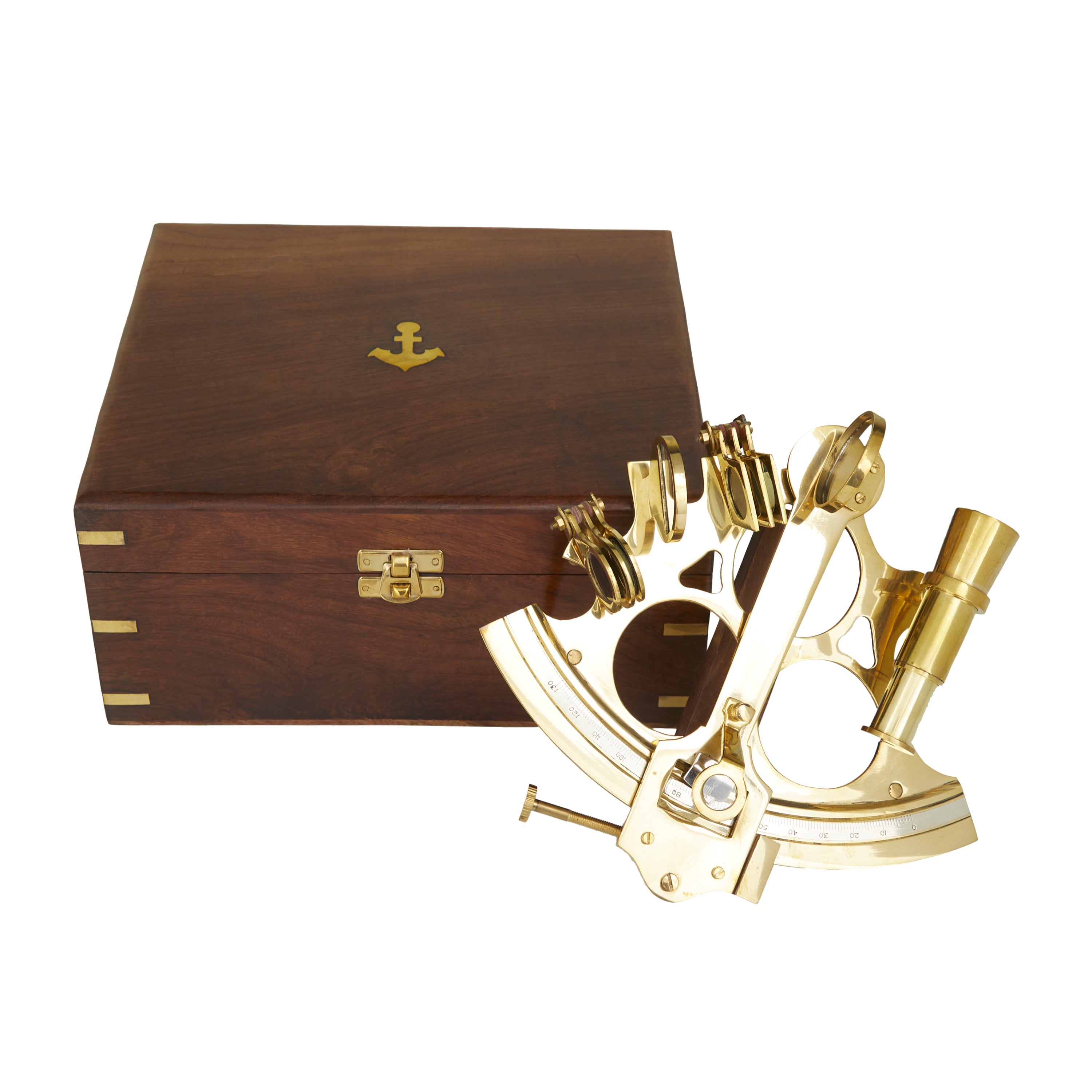 DecMode Brass Sextant Compass with Wood Box - Walmart.com