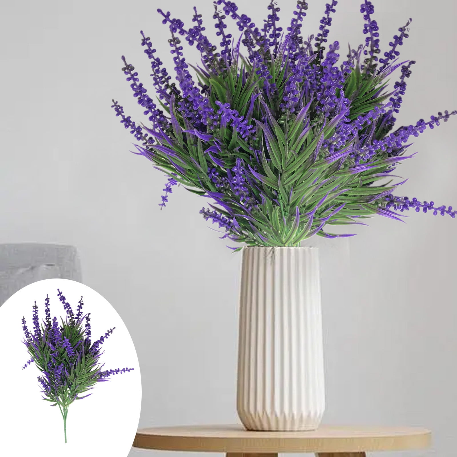 7 Bundles Artificial Lavender Fake Flowers Outdoor UV Resistant Plants ...