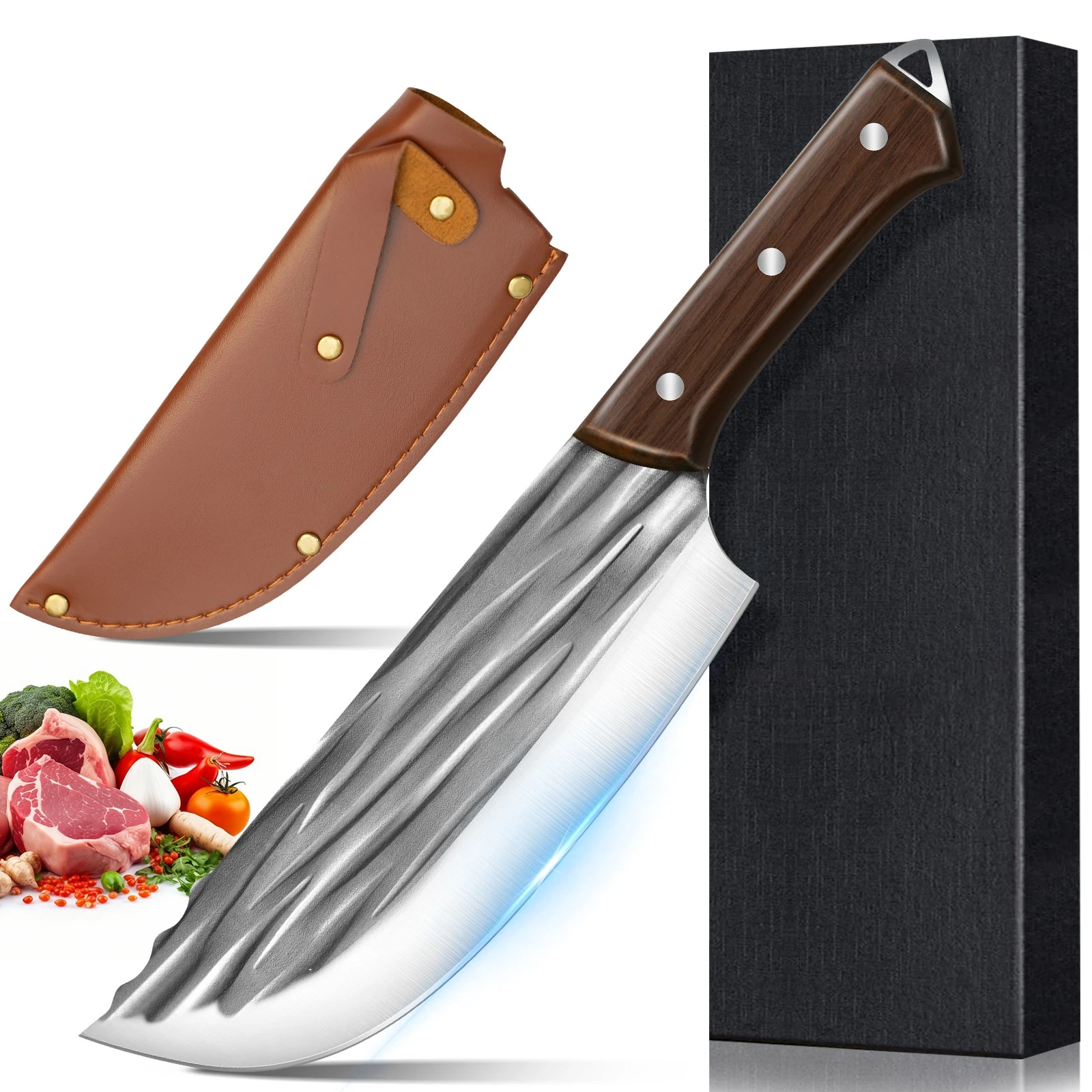 7" Butcher Knife High Carbon Steel Chopping Kitchen Knife Meat Cleaver ...