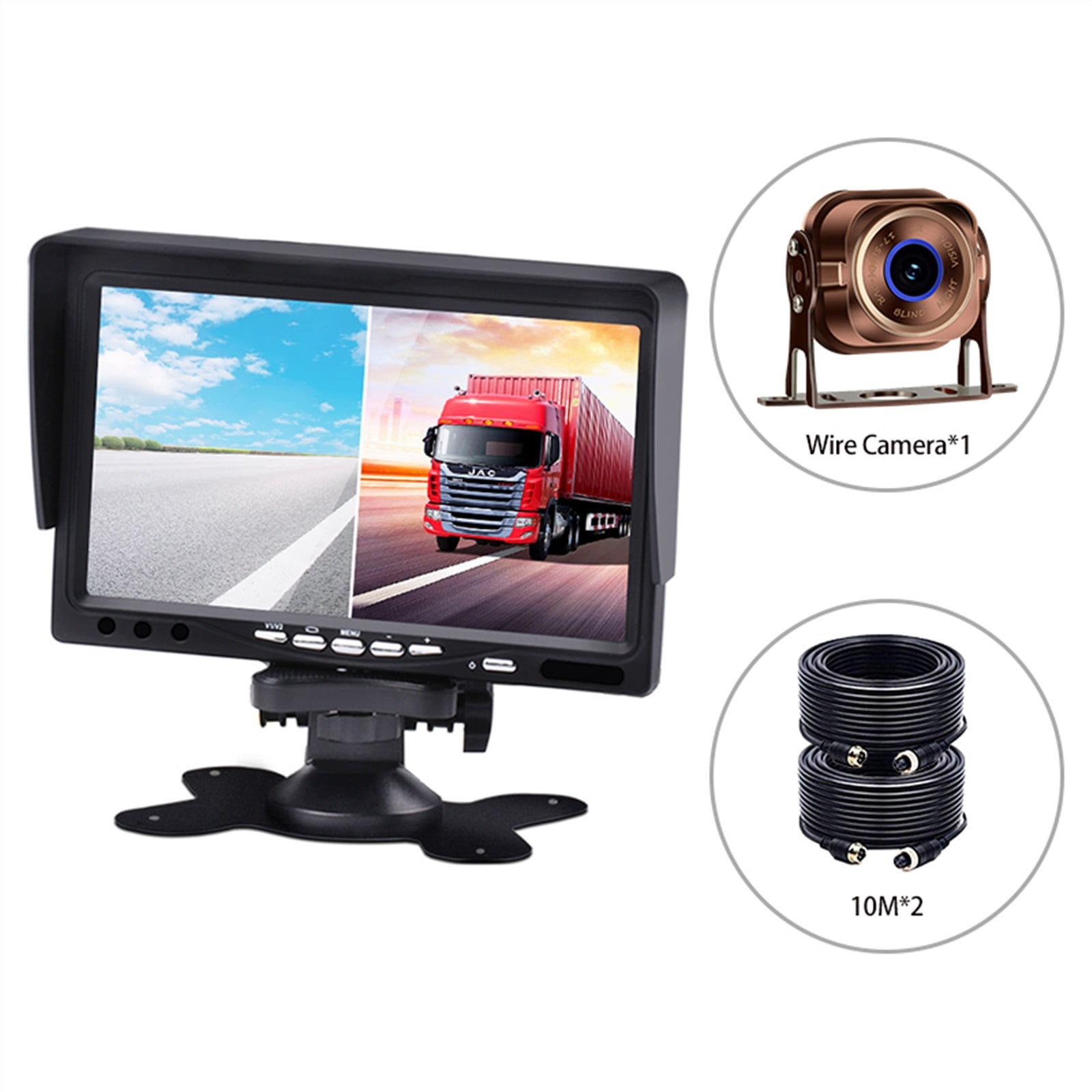 7" Car Monitor 2CH AHD Display For Front Rear Side View Back Up Camera ...