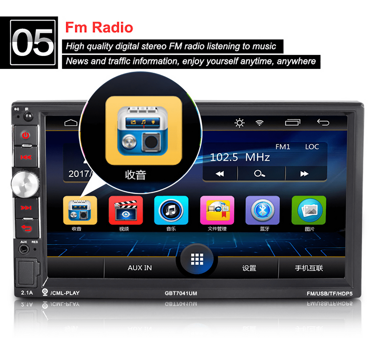 7"Car Radio Stereo Touch Screen FM Bluetooth USB AUX +4led - Walmart.com