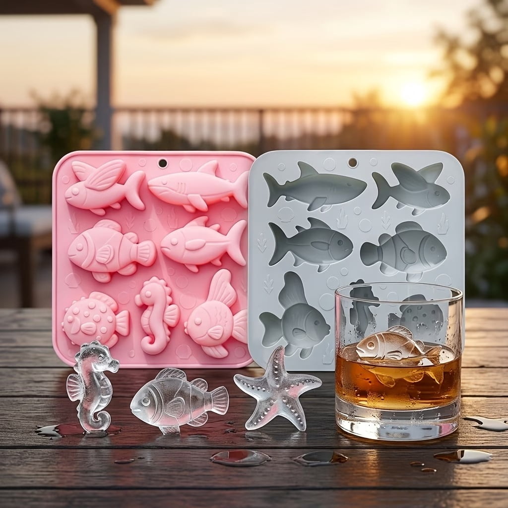 7-Cavity Marine Ocean Animal Silicone Ice Cube Tray - Non-Stick Easy ...