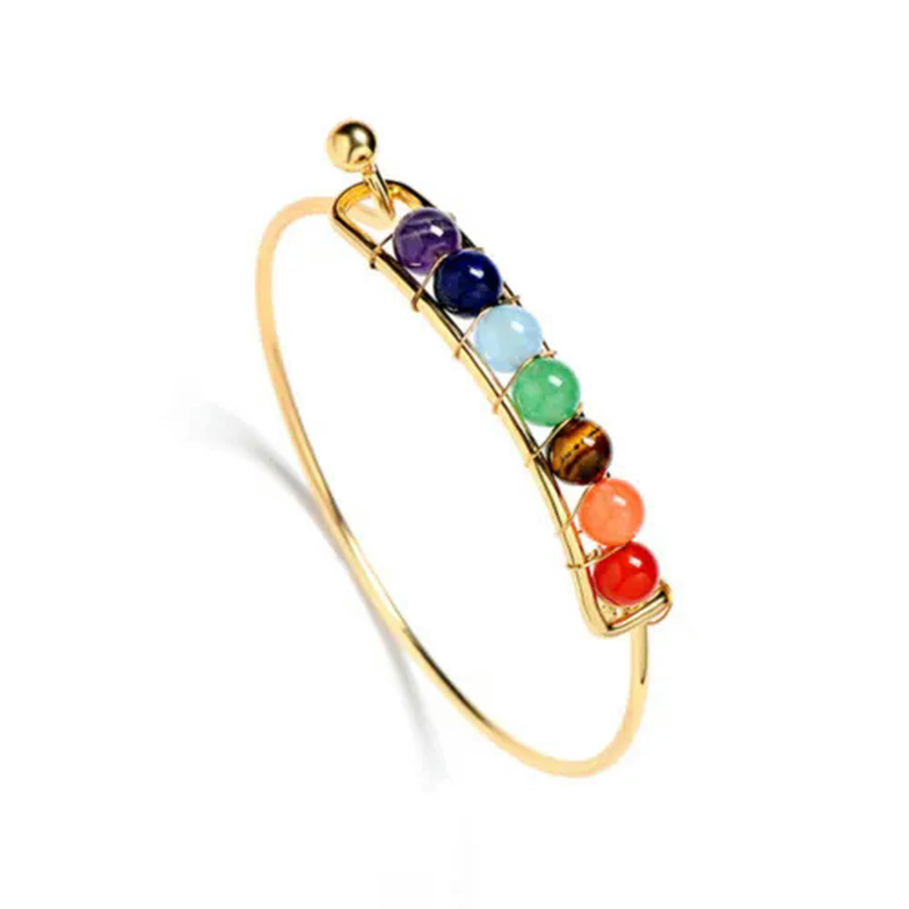 7 Chakra Colorful Healing Stone Yoga Balance Bead Bracelet Bangle Jewelry Reiki - Walmart.com