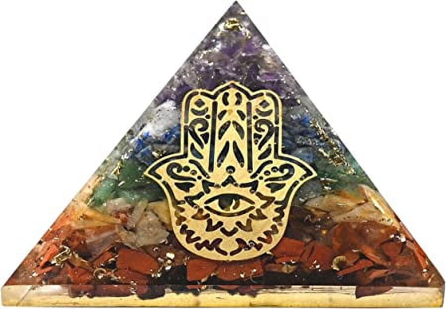 7 Chakra Crystal Orgone Pyramid, Organite Pyramid Hamsa Hand (Evil Eye ...