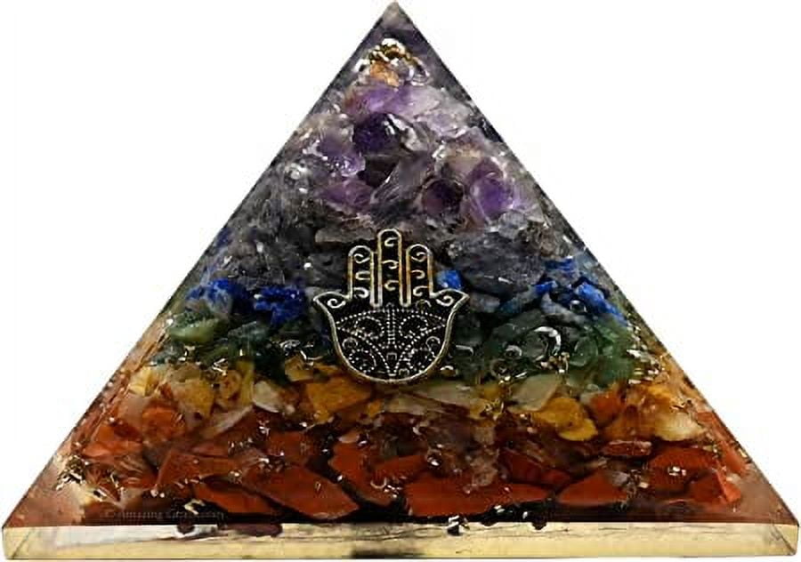 7 Chakra Crystal Orgone Pyramid, Organite Pyramid Hamsa Hand - Walmart.com