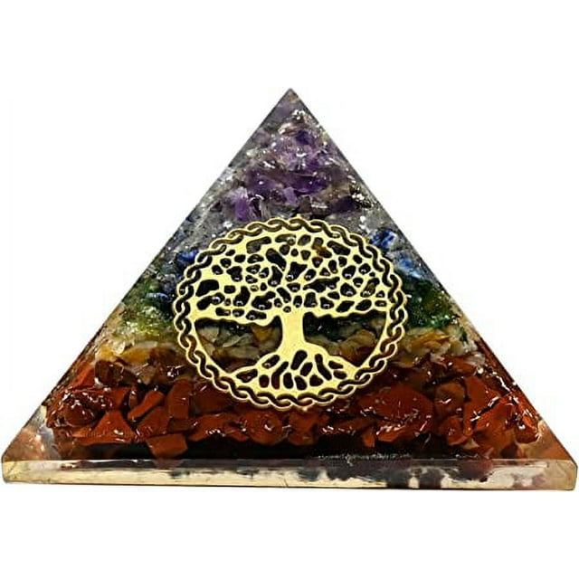 7 Chakra Crystal Orgone Pyramid, Organite Pyramid Tree of Life ...