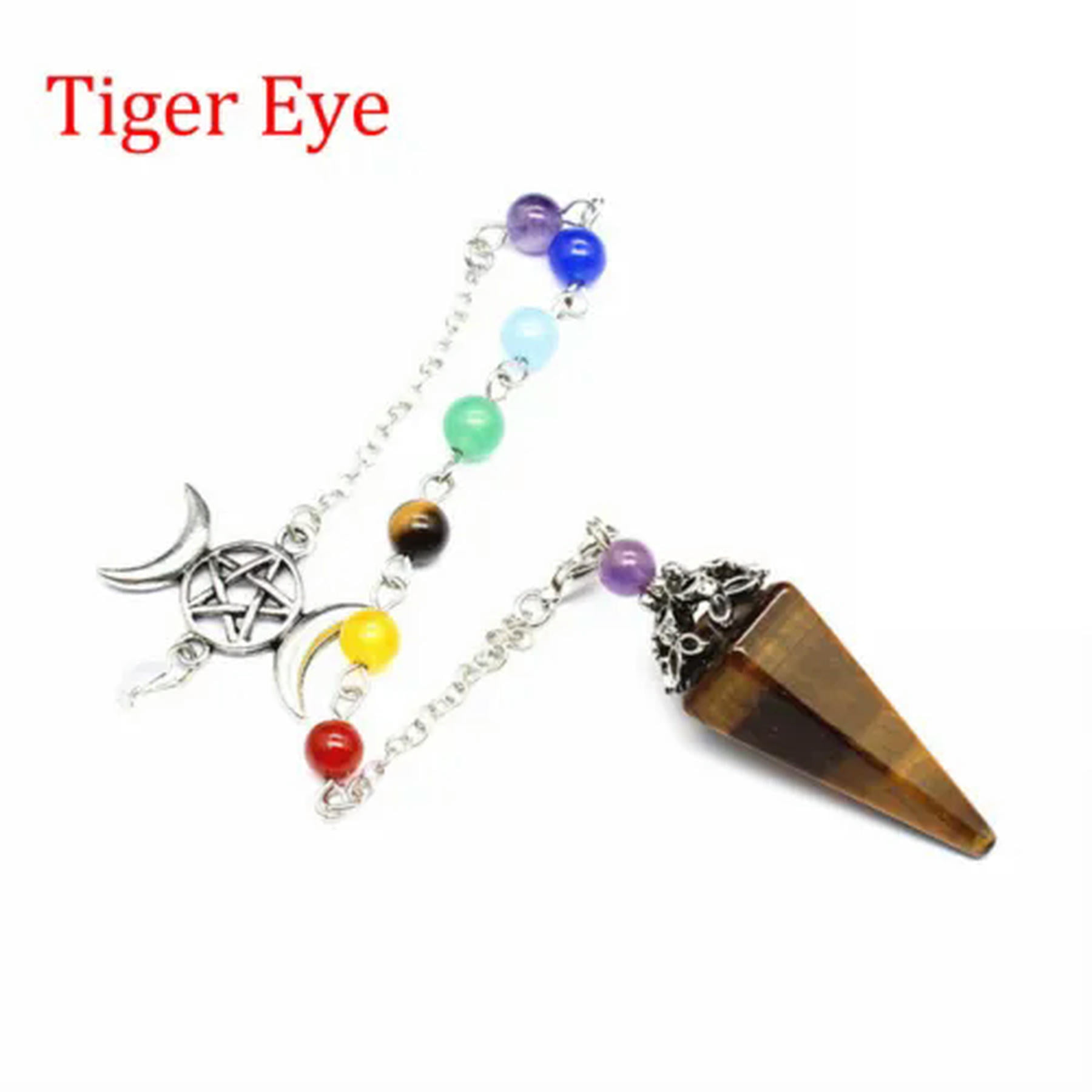 7 Chakra Crystal Pendulum Star Moon Natural Quartz Reiki Hexagon Stone ...