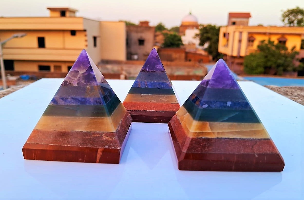 7 Chakra Crystal Pyramid Seven Chakra Gemstone Pyramid, Seven Chakra ...