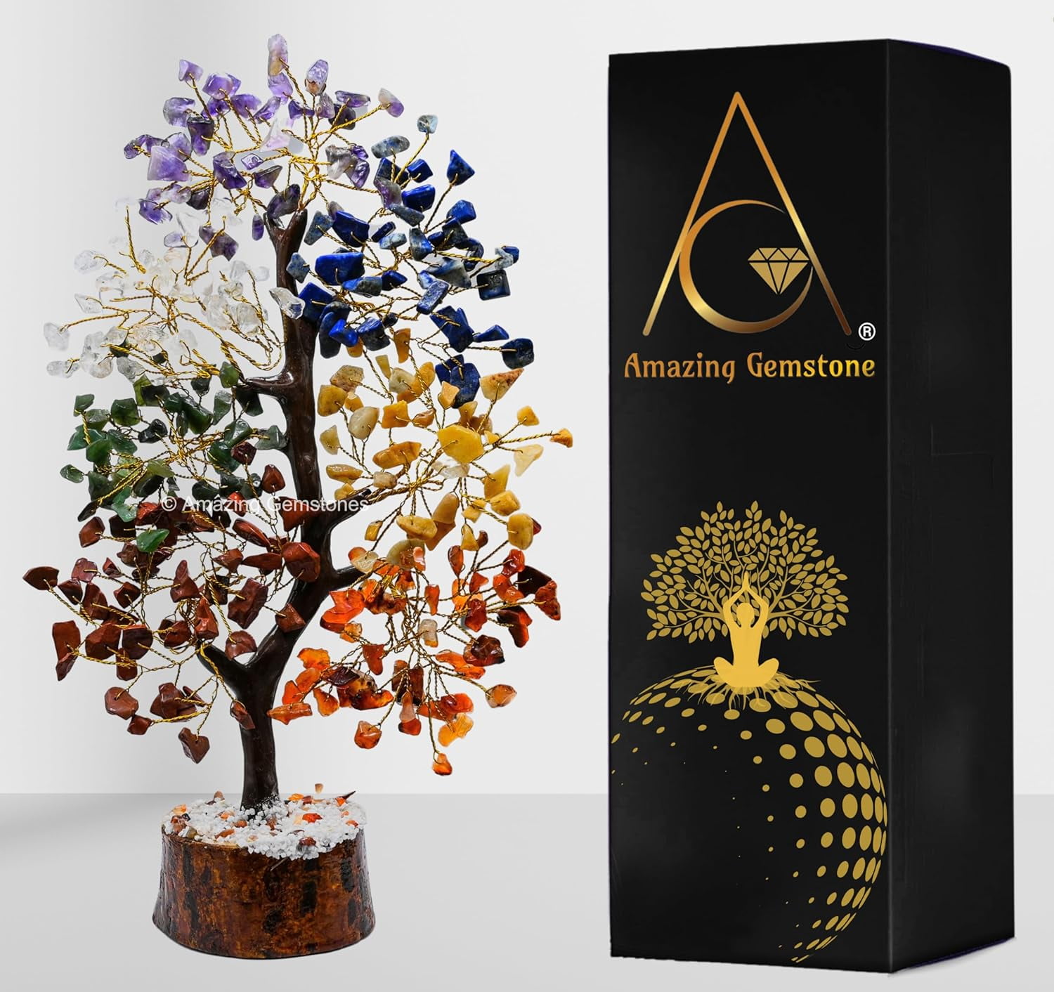7 Chakra Crystal Tree - Healing Crystal Bonsai Tree Room Decor Office ...