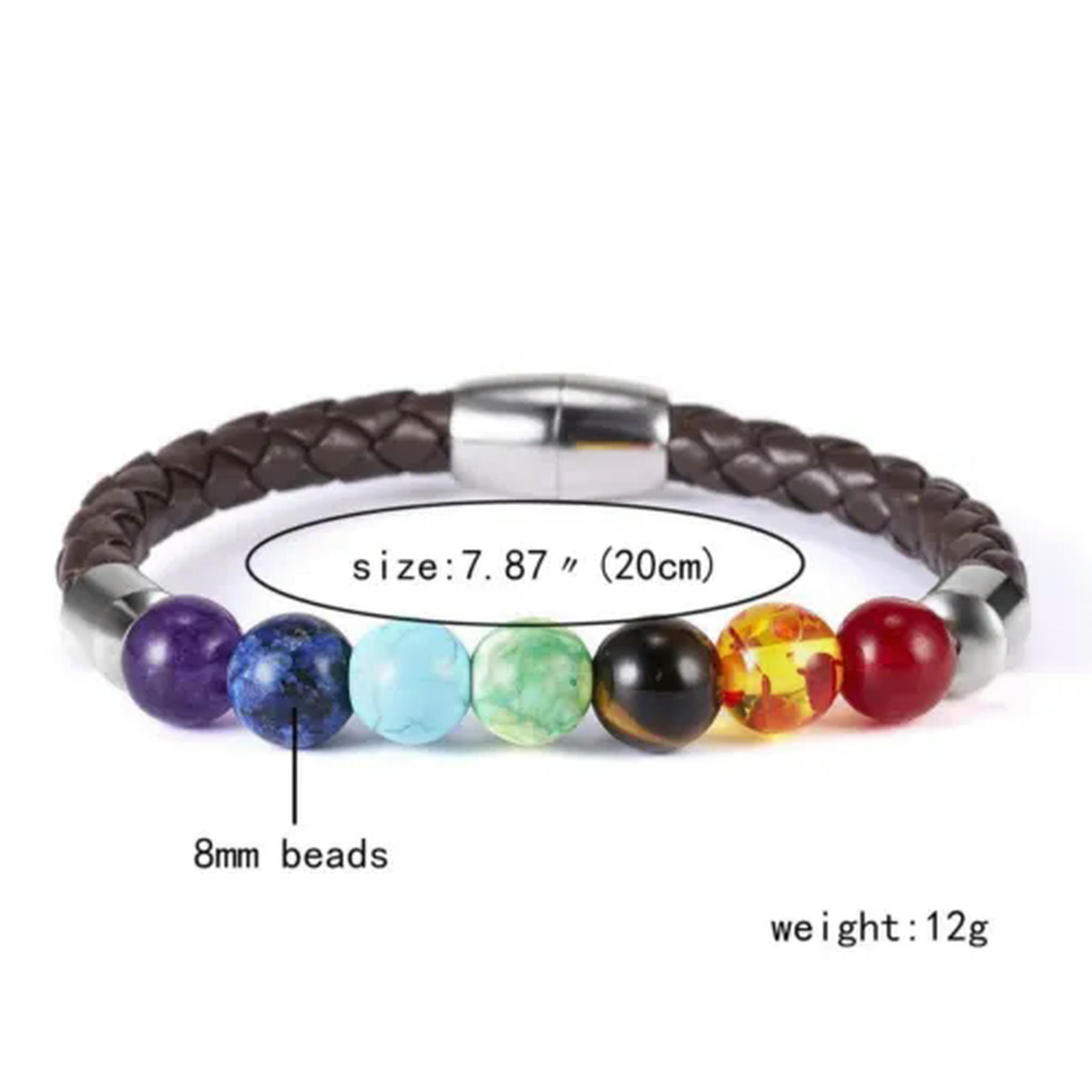 7 Chakra Healing Beaded Natural Lava Stone Bracelet Diffuser Bangle ...